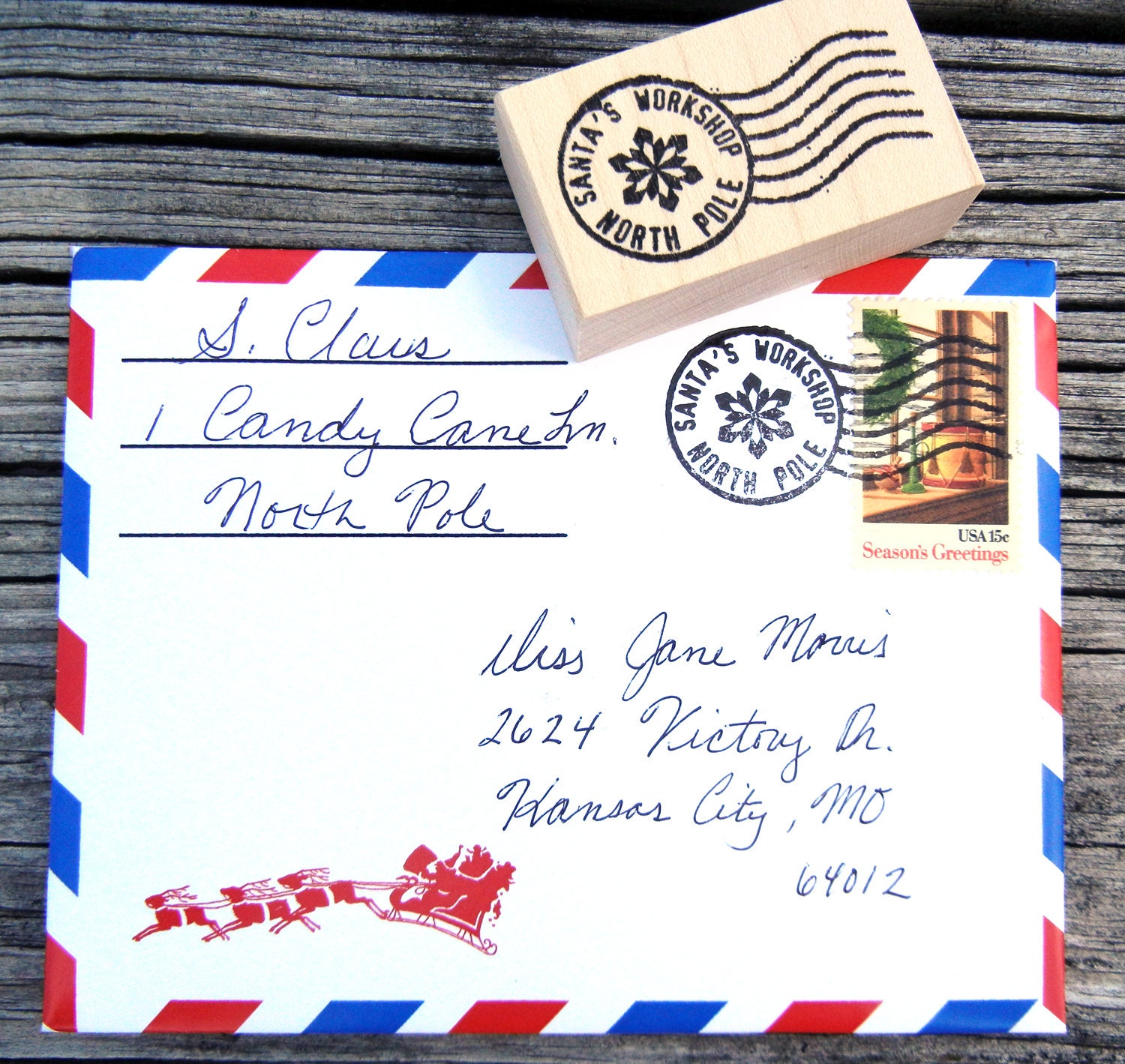 Christmas North Pole Postmark Cancellation Rubber Stamp