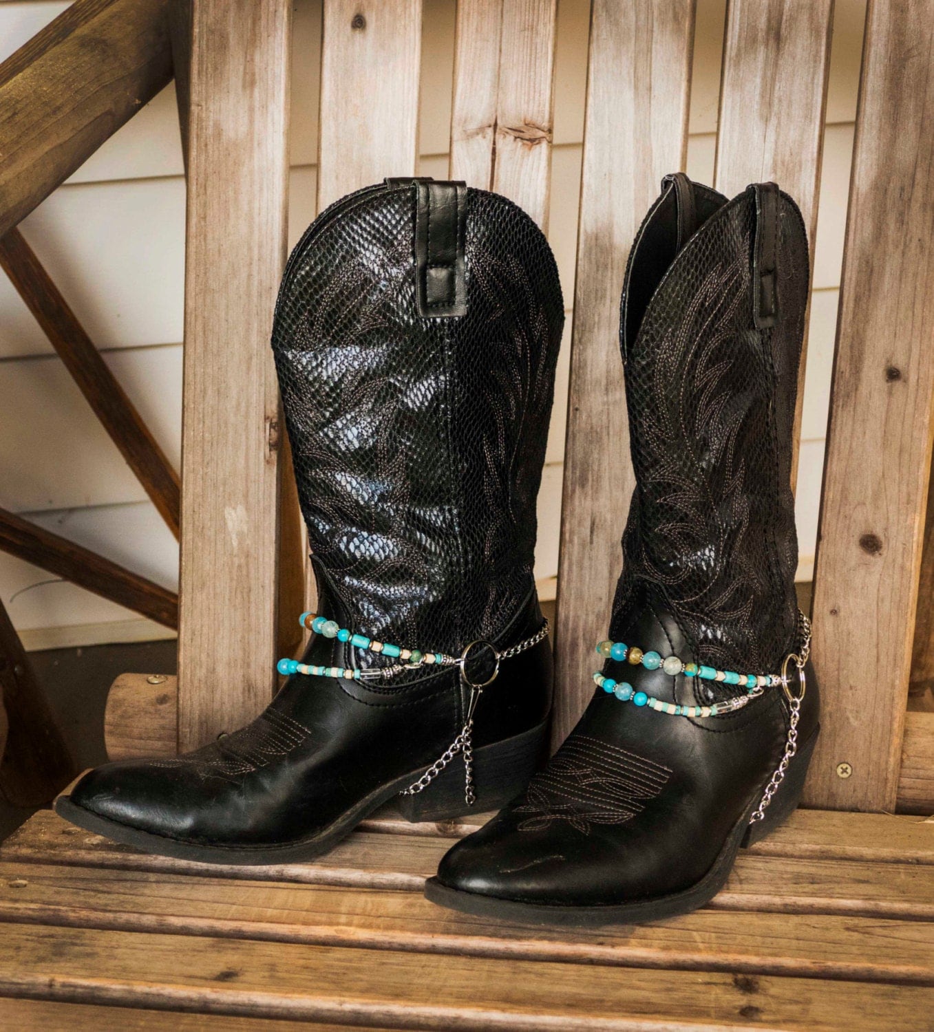 Adjustable Boot Chain Cowboy Boot Jewelry with Silver Fire