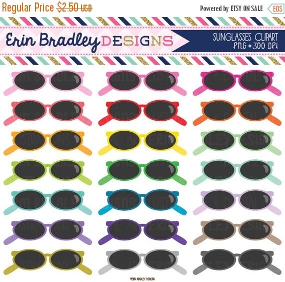 SALE Sunglasses Clipart Summer Clip Art by ErinBradleyDesigns