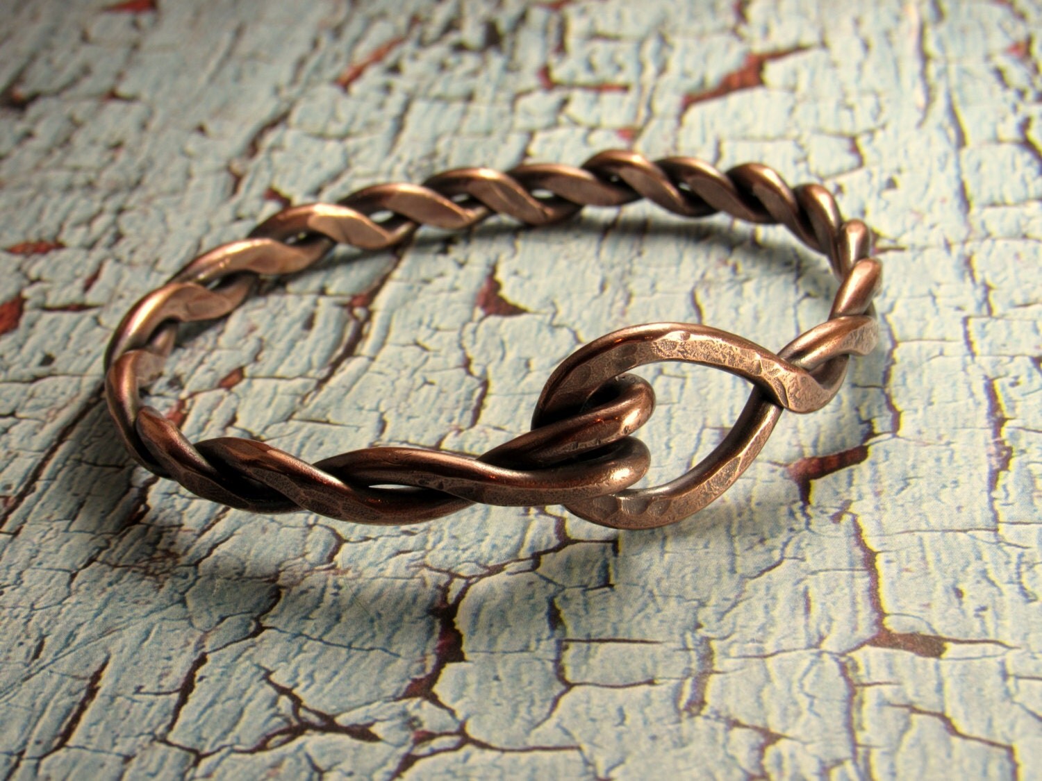 Men's Solid Copper Twisted Bracelet For Him Fathers