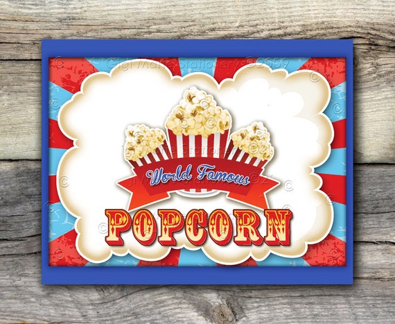 Items similar to Circus CARNIVAL POPCORN Sign - 8x10 and 11 x 14 ...