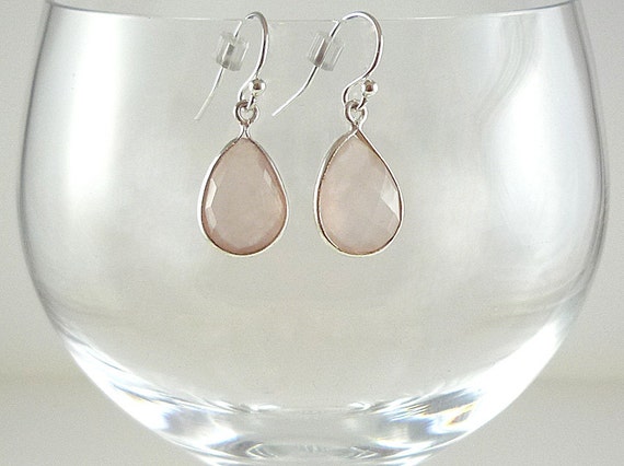 Rose Quartz Earrings Gemstone Earrings Pale Pink Quartz