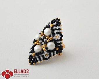 Tutorial Ring Malina Beading Pattern Instant download PDF