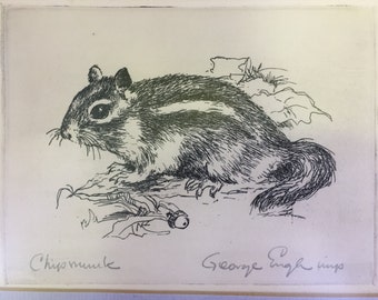 Chipmunk art | Etsy