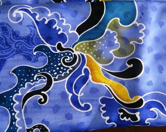 Authentic Indonesian Batik Silk fabric with beautiful flowers