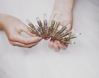Merida quartz crystal crown spiky crown unusual tiara