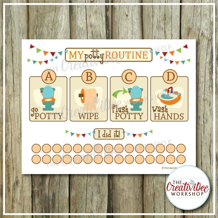 Potty Training Chart Printable Potty Chart by CreativiDeeWorkshop
