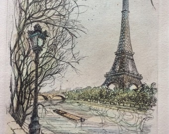 Paris Love gocco art print Eiffel Tower