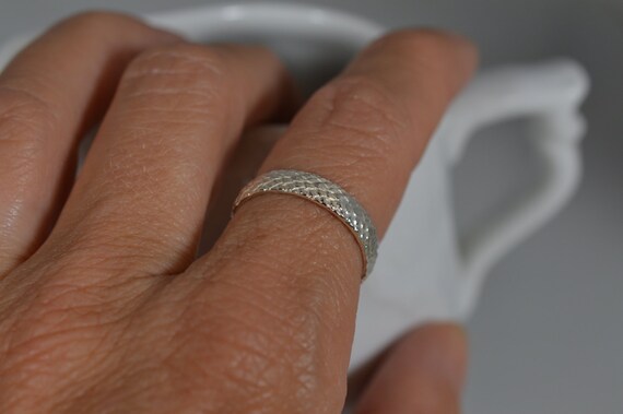 Sterling Silver Snake Skin Pattern Ring Silver Stacking
