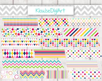 Rainbow Washi Tape Clipart Digital Clip Art Pattern Tape