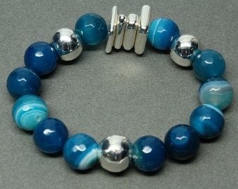 African blue opal gemstone bracelet african beaded by ZohraJewelry