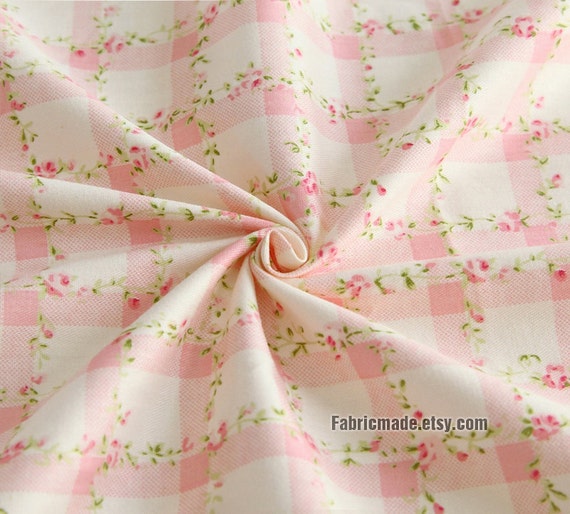 Flower Shabby Chic Cotton Fabric Cloth Light Pink Rose Floral