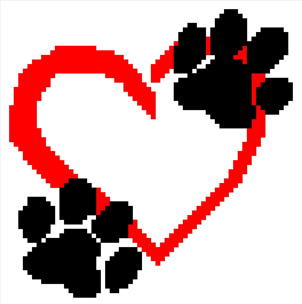 PAW PRINTS & HEART c2c graph pattern with written