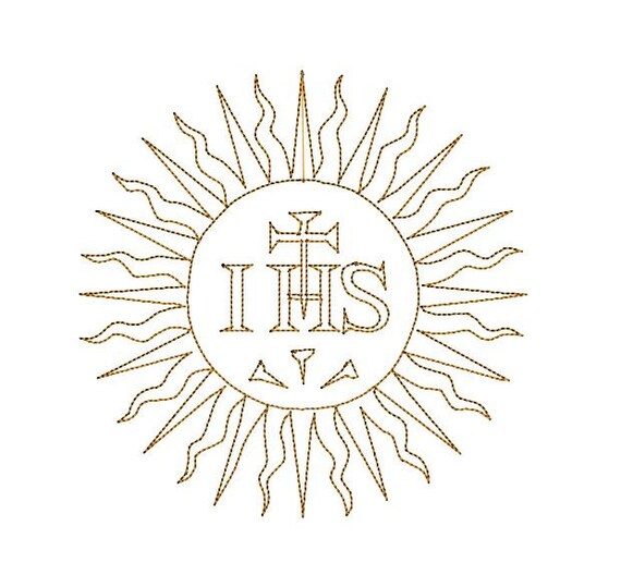 IHS machine embroidery design in multiple sizes. IHS baptism
