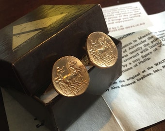 Vintage Gold Prancing Cockerel Cufflinks Symbol of Valor