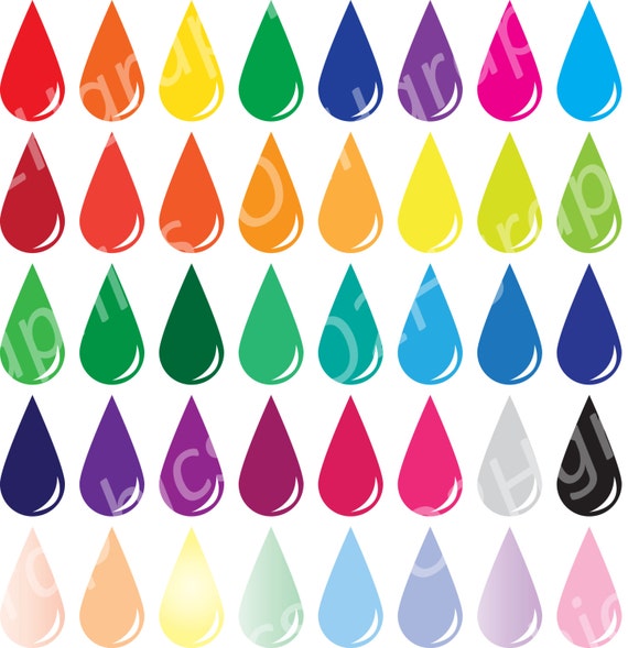 Rain Drop Clipart Water Drop Clip Art Vector by O2HGraphics