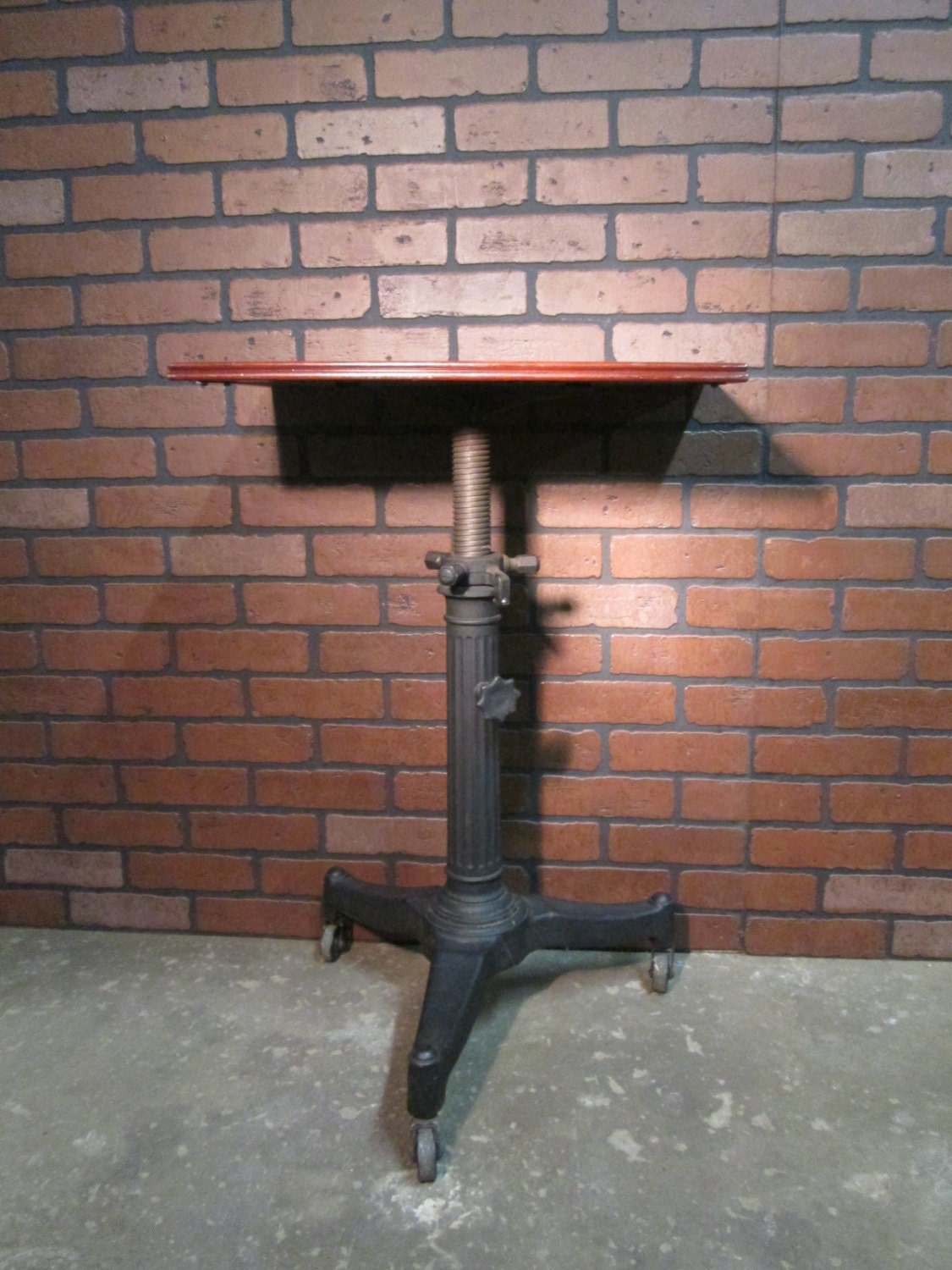 Vintage Industrial Cast Iron Table Base AMERICAN OPTICAL Adjustable ...