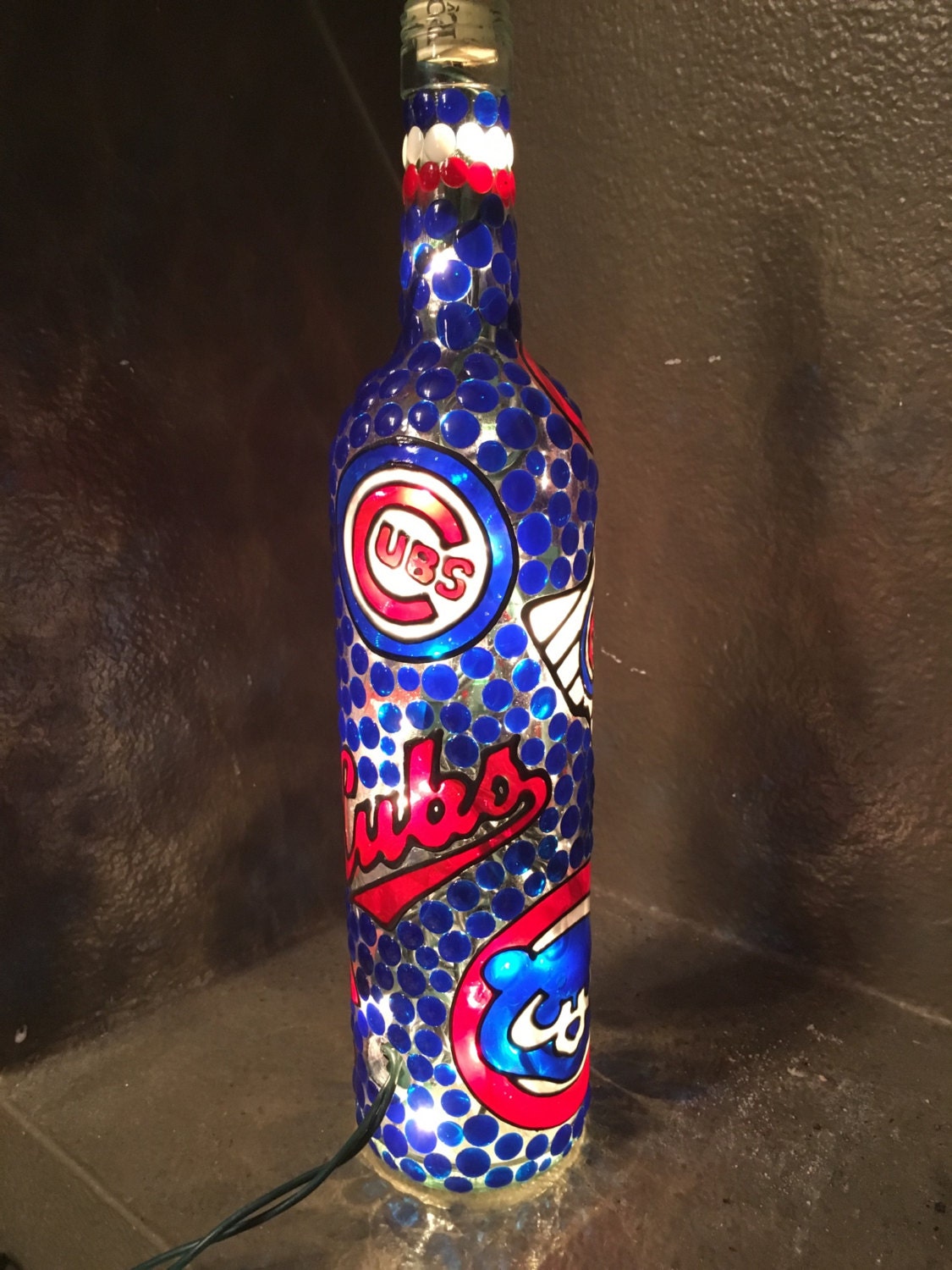 Chicago Cubs Lighted Wine Bottle