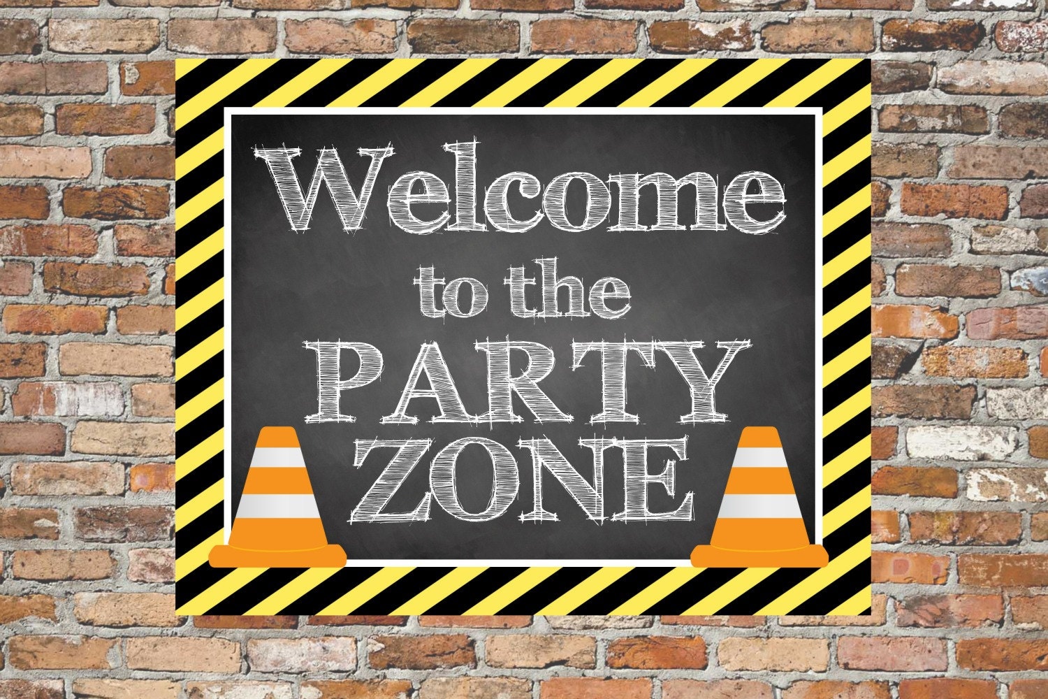 Instant WELCOME Construction Theme Table or Door Sign 8x10