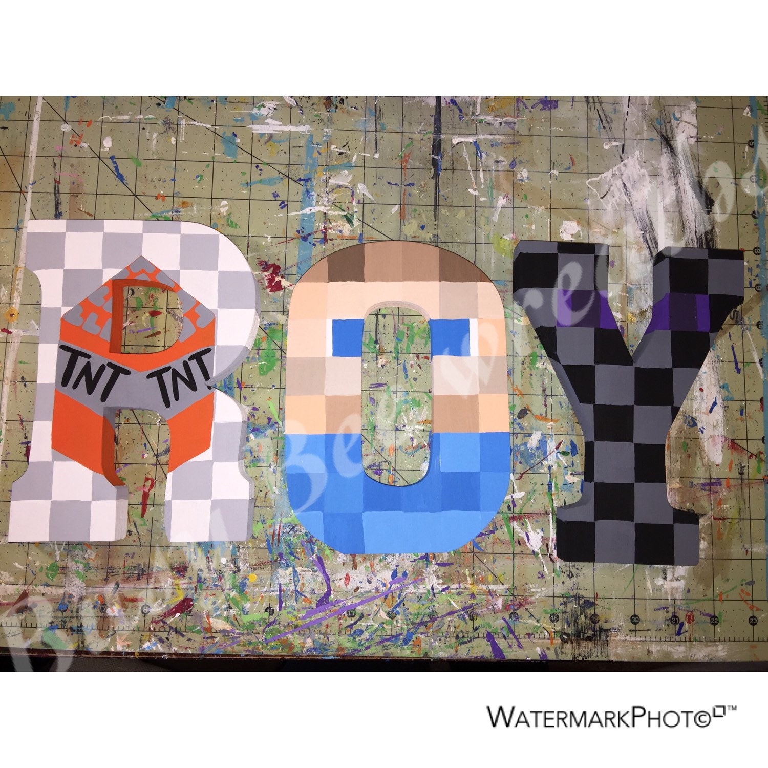 Minecraft wooden letters/Hand painted letters/Boys room