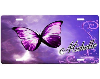 Butterflies License Plate by Onestopairbrushshop on Etsy