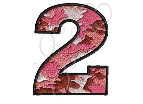 Pink Camo 2 number two camouflage embroidery design machine