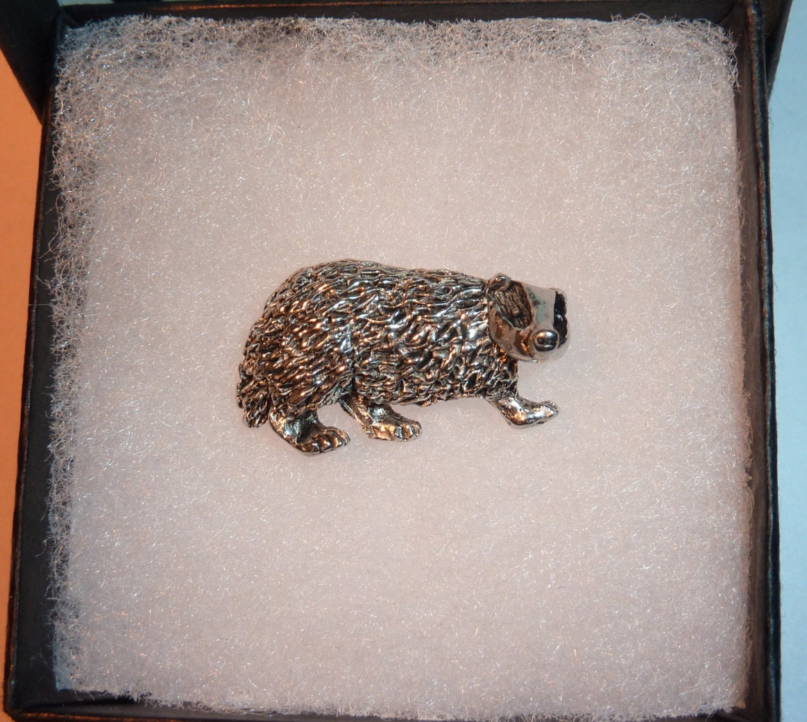 Badger Tie Pin Lapel pin animal Brooch pin badge small