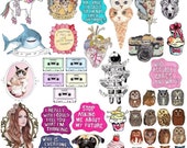 Tumblr stickers sets. Sheets or Mockup by BestStickersClub on Etsy