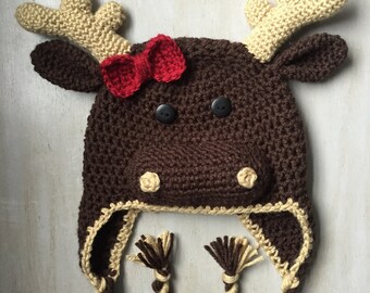 Crochet moose hat | Etsy