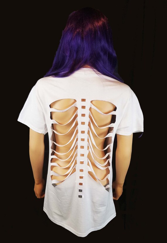 Rib Cage Cutout T Shirt / Halloween Ribcage Top