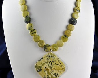 Yellow stone necklace | Etsy