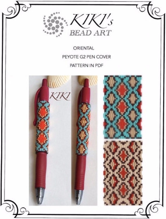 Peyote pen cover patterns oriental 1-2 peyote 3 drop odd