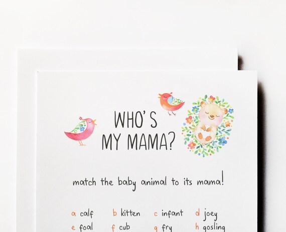 Whos My Mama Baby Shower Game Printable by BluePondPrintables