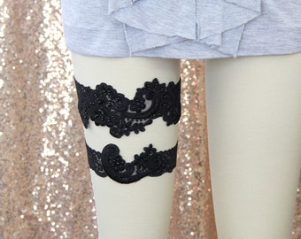 Black lace garter | Etsy