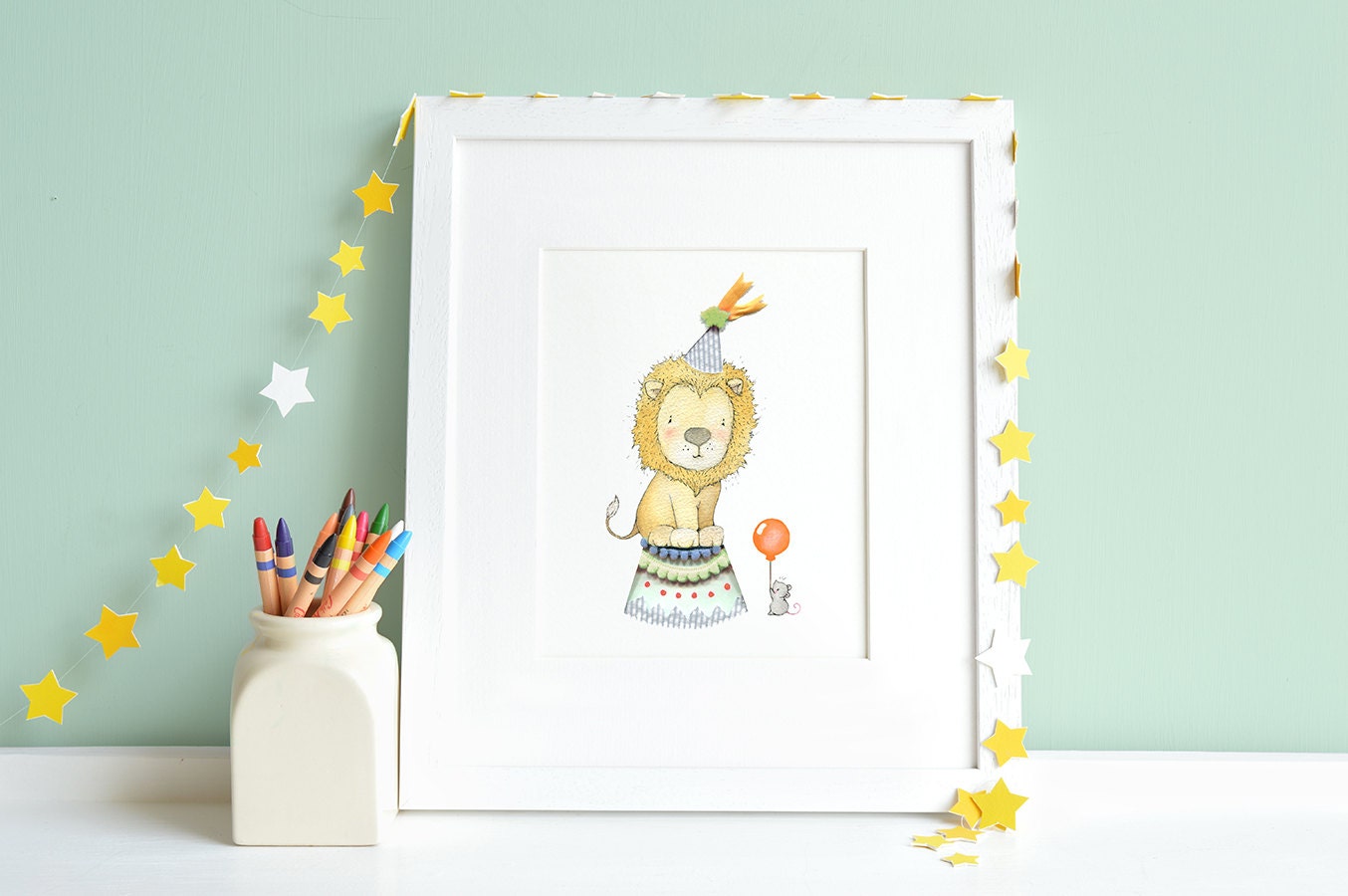 Circus Lion UNFRAMED Children's Art Bright Color Print