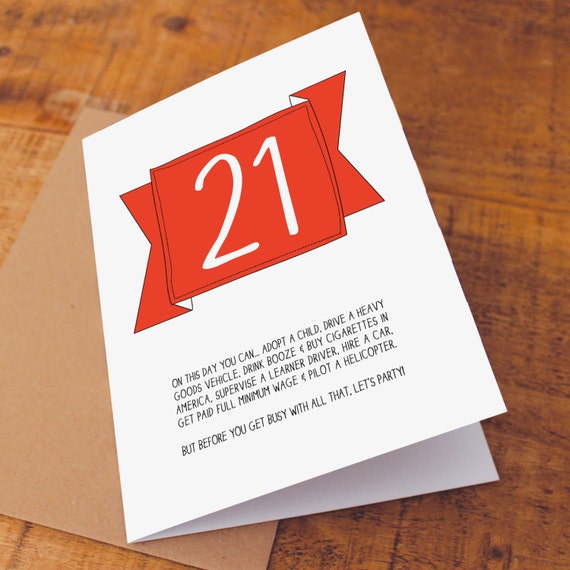 21st Birthday Card Funny Birthday Card Funny 21 Card
