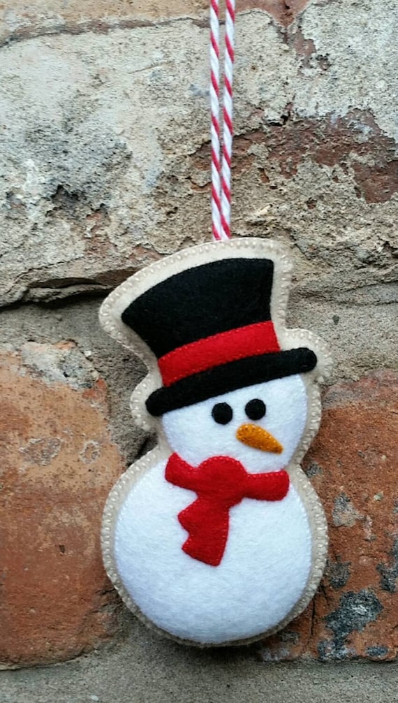 Cute felt christmas snowman ornament by TillysHangout on Etsy
