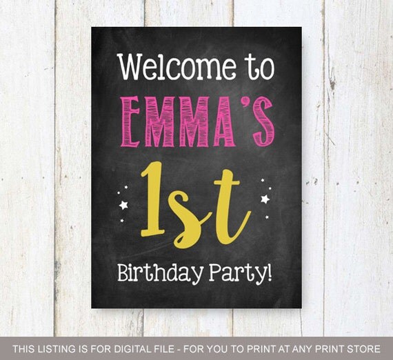 1st birthday Welcome sign First birthday decoration