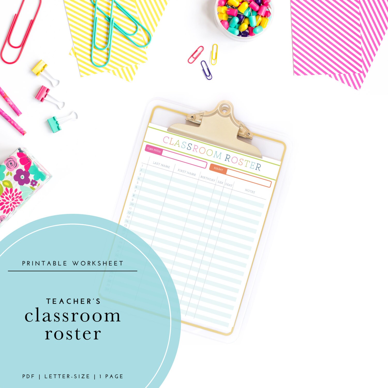 Printable Classroom Roster