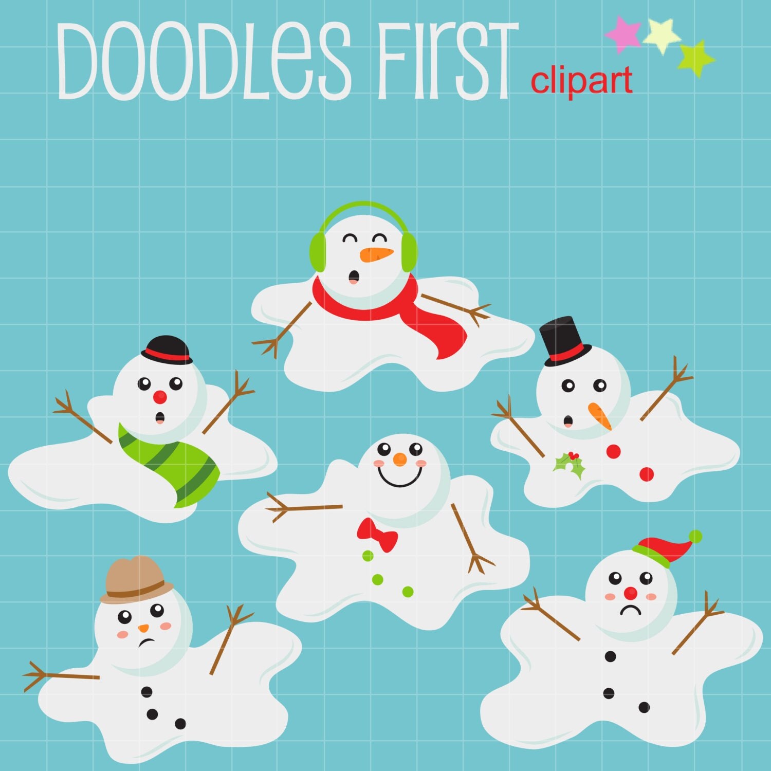 Melting Snowmen Clip Art for Scrapbooking Card Making Cupcake