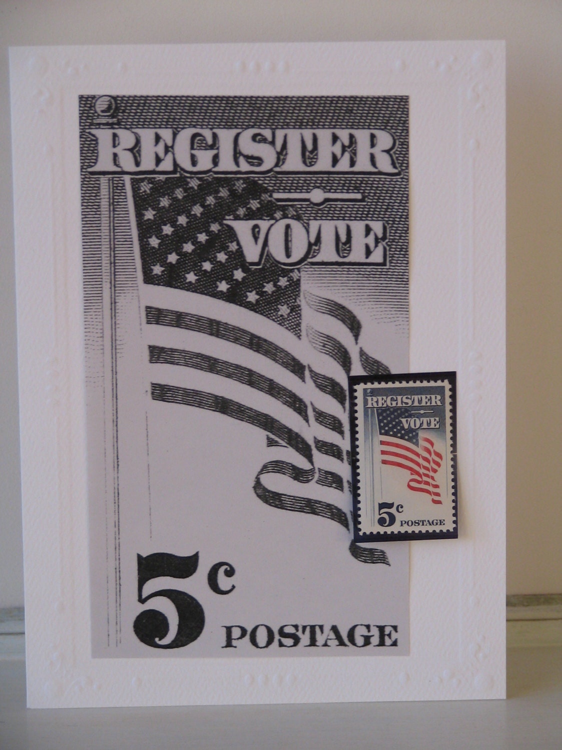 Register to Vote Postage Stamp Card