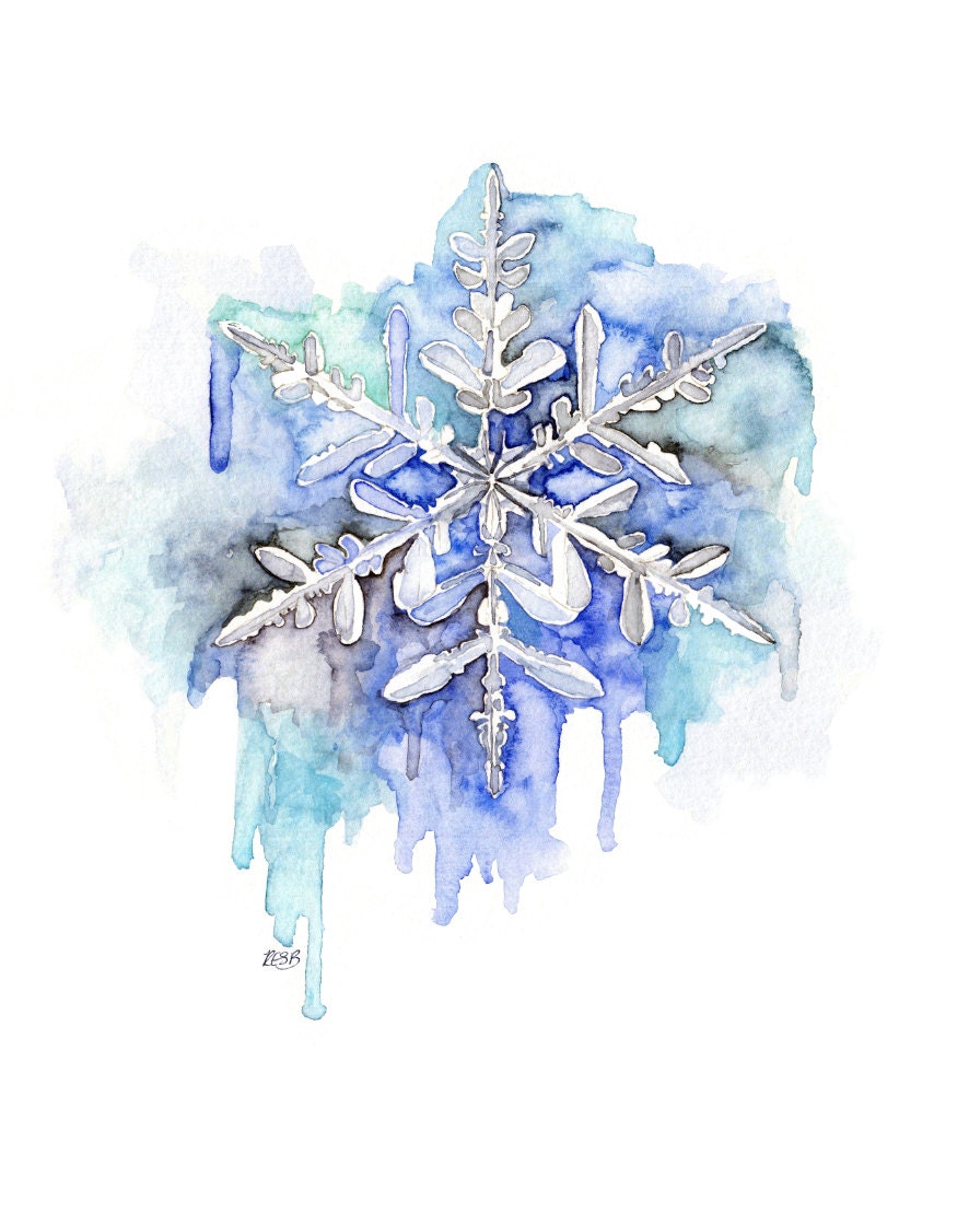 Snowflake Painting Print from Original Watercolor Painting