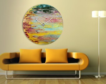 Glass Art Large Abstract Art Unique Wall Clocks by ReformationsUK