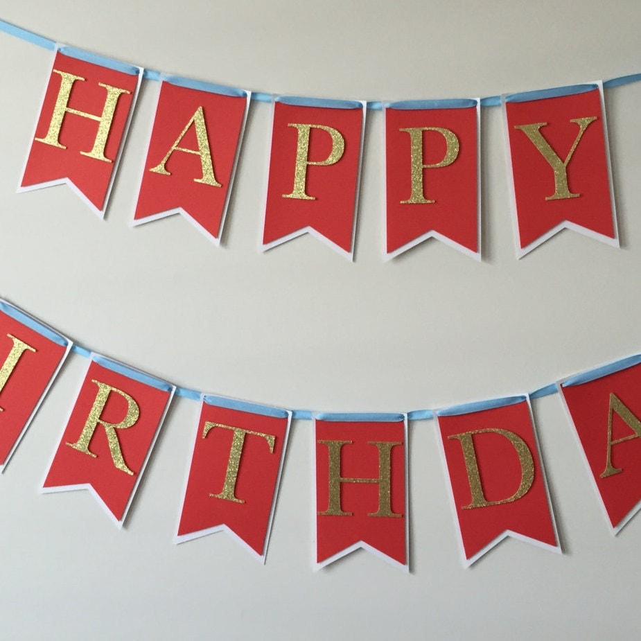Red Happy Birthday Banner Printable - Printable Word Searches
