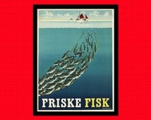 Unique vintage fish poster related items | Etsy