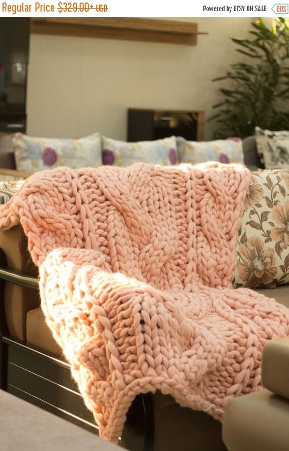 BIG SALE SUPER Chunky Knit Blanket 45X75 Merino by JennysKnitCo