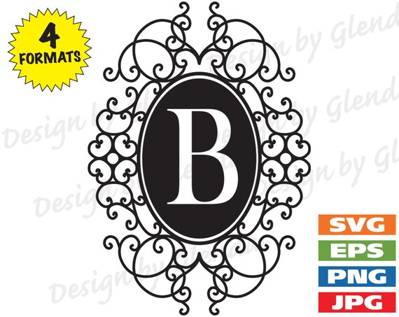 Ornamental Frame with the letter B svg cutting files PLUS
