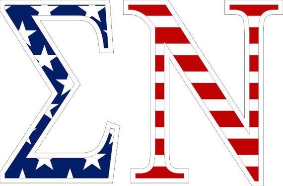 Sigma Nu American Flag Greek Letter Sticker 2.5