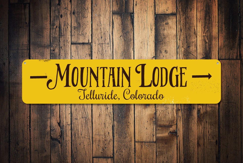 Mountain Lodge Arrow Sign Personalized Skiing Location City