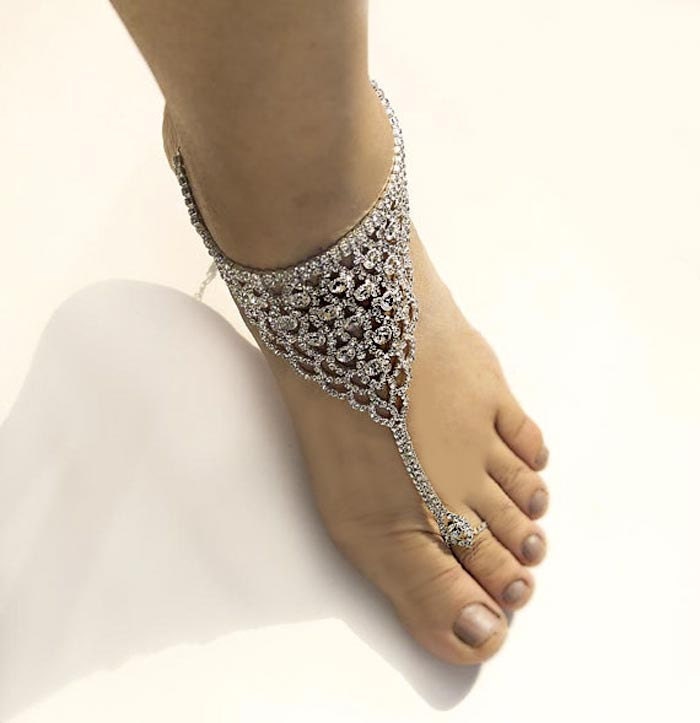 Wedding Barefoot Sandals Bridal Foot Jewelry Gold or by Kimsically